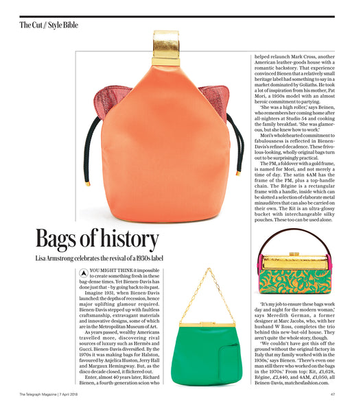 The Daily Telegraph, April 2018. By Lisa Armstrong. – Bienen Davis